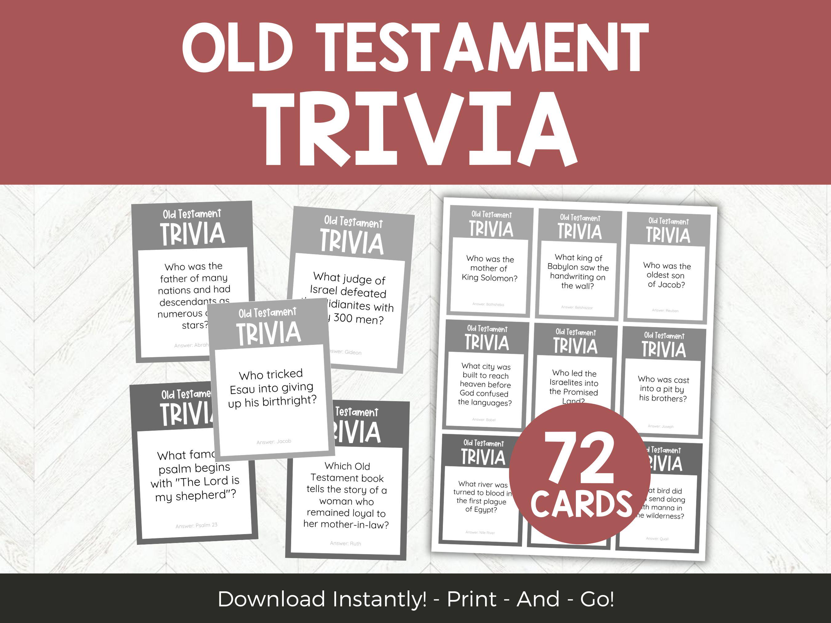 Old Testament Bible Trivia, Bible Games for Kids Teens and Adults ...