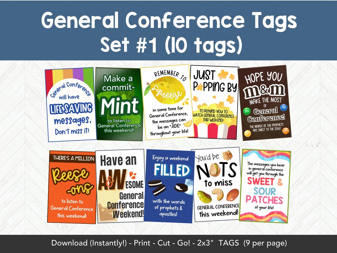 LDS Printable General Conference Treat Tag Bundle, Primary General ...