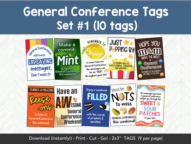LDS Printable General Conference Treat Tag Bundle, Primary General ...