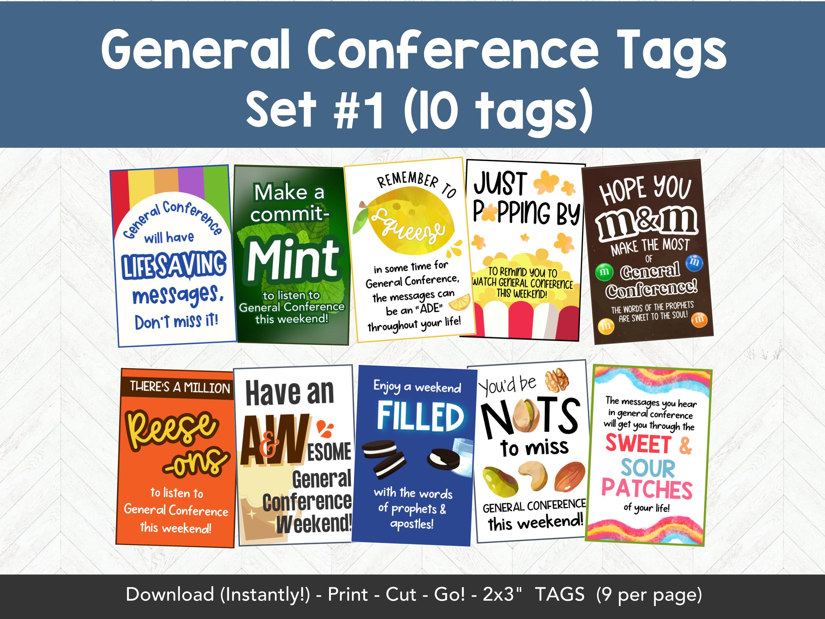 LDS Printable General Conference Treat Tag Bundle, Primary General ...