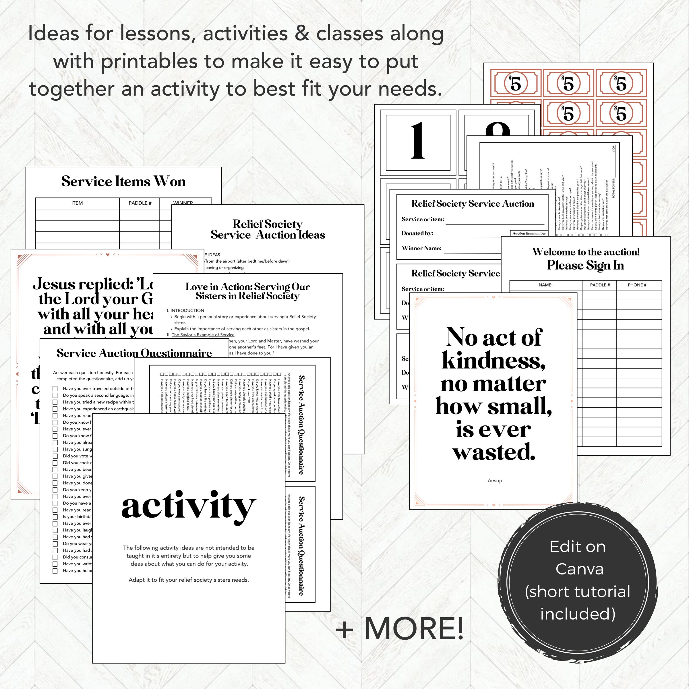 Relief Society Service Auction Activity Idea, RS Activity Invitation ...