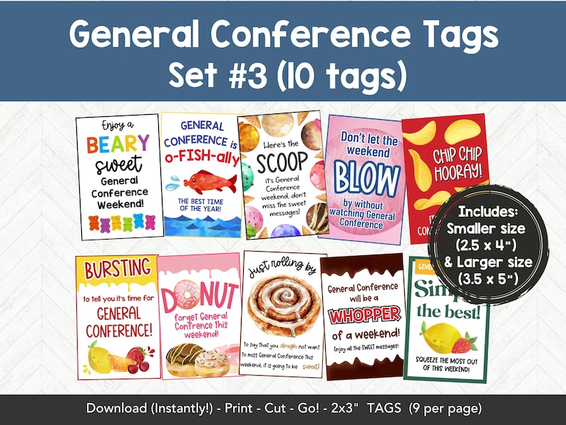 LDS Printable General Conference Treat Tag Bundle, Primary General ...