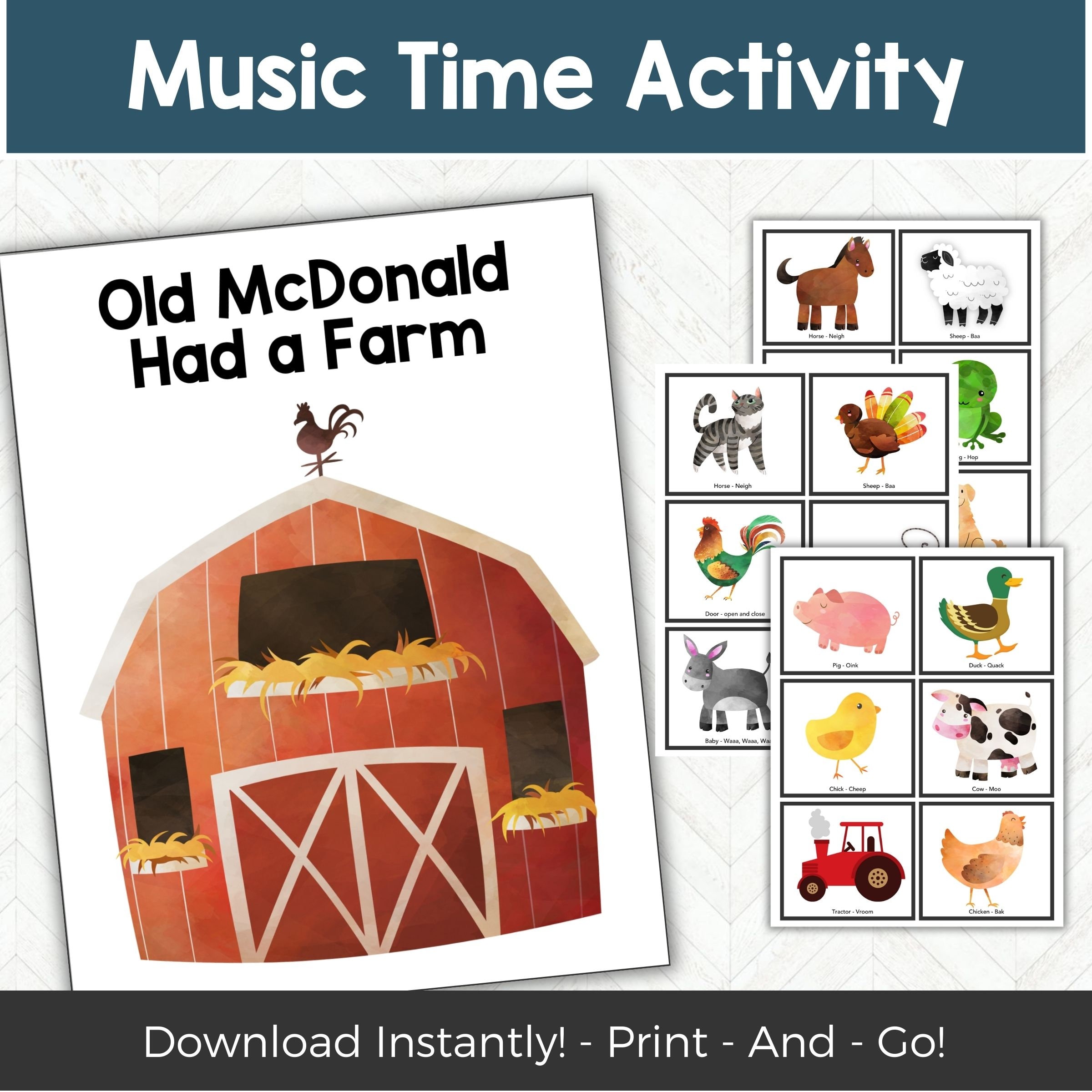 Printable Singing Time Activity, Old Mcdonald Had a Farm Visual Aids ...