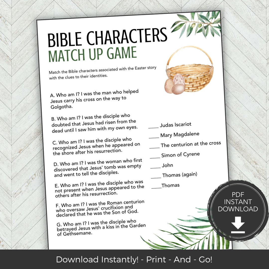 Bible Match Easter Game, Easter Printable Game for Kids Sunday School ...