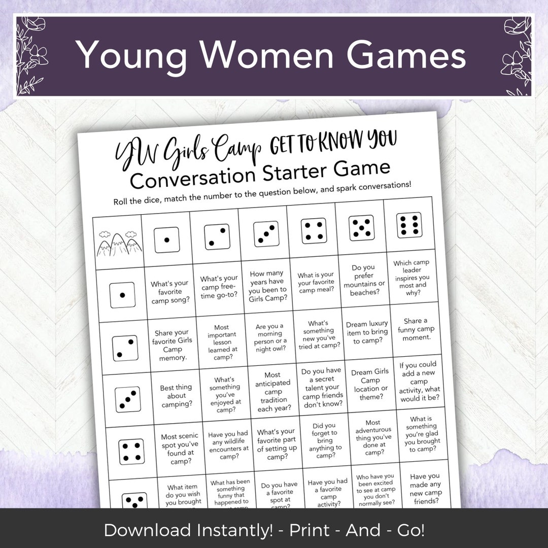 LDS Young Women Girls Camp Activity, Easy LDS Printable Game Idea ...