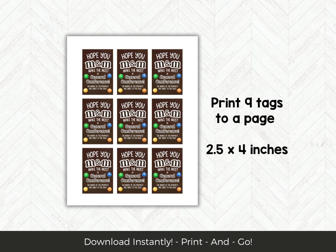 LDS General Conference Treat Tag, Primary General Conference Tag ...
