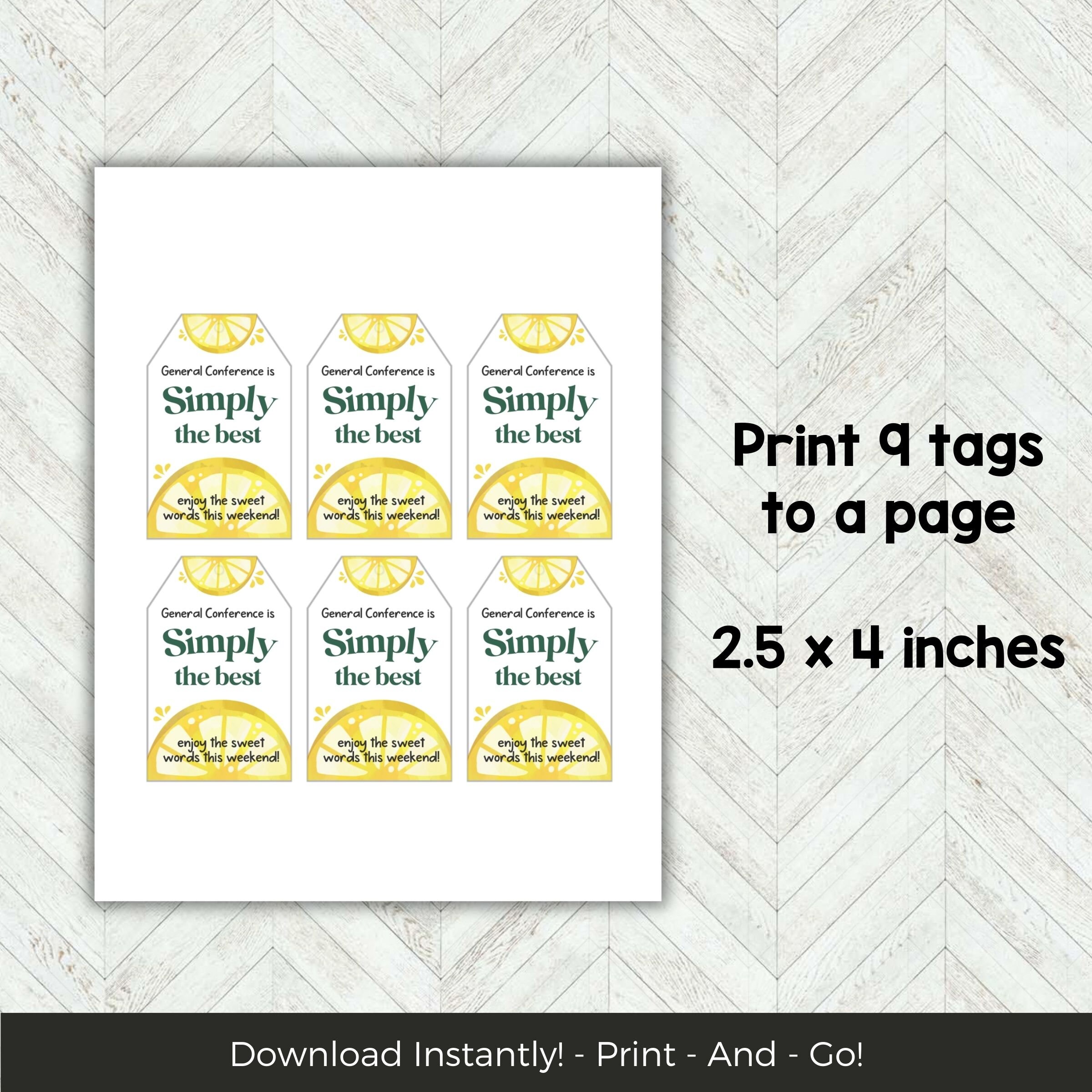 LDS Printable General Conference Treat Tag, Primary General Conference ...