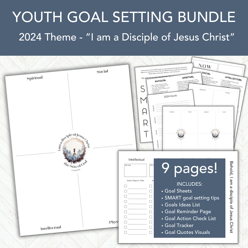 LDS Youth Theme 2024, Goal Setting Worksheet Planner Template, I Am a ...