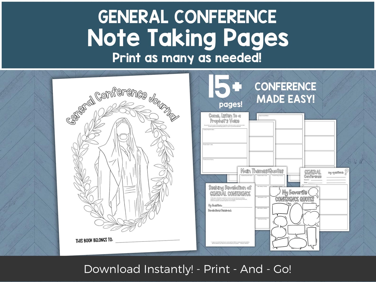LDS General Conference Journal Printable, General Conference Notebook ...