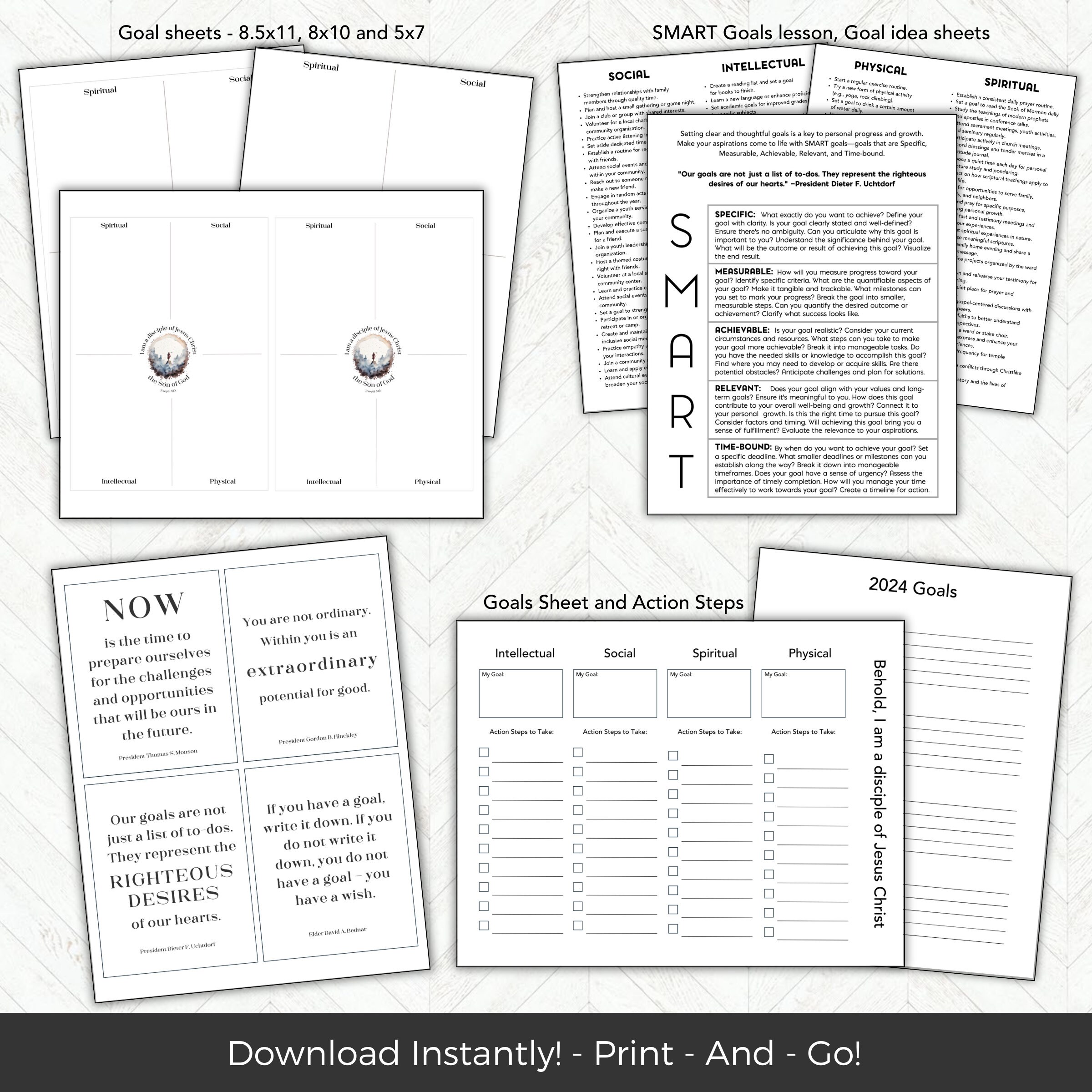 LDS Youth Theme 2024, Goal Setting Worksheet Planner Template, I Am a ...