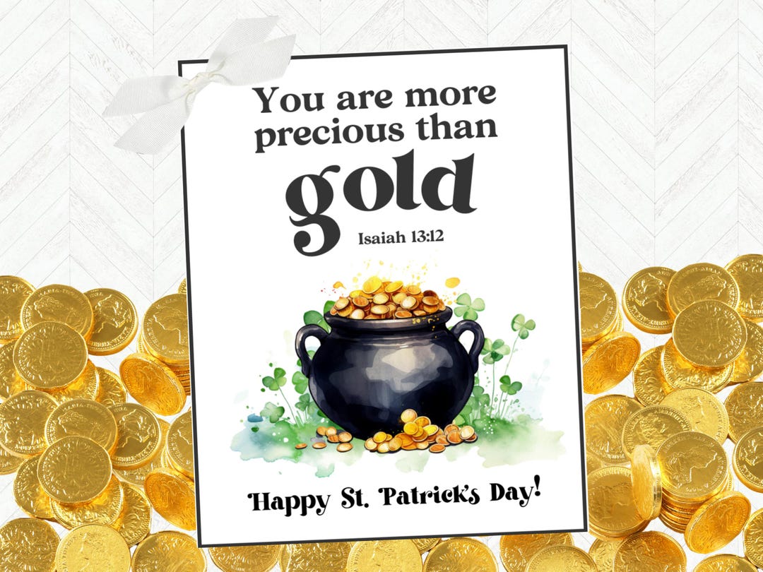 St Patricks Day Christian Gift Tag, More Precious Than Gold, Bible ...