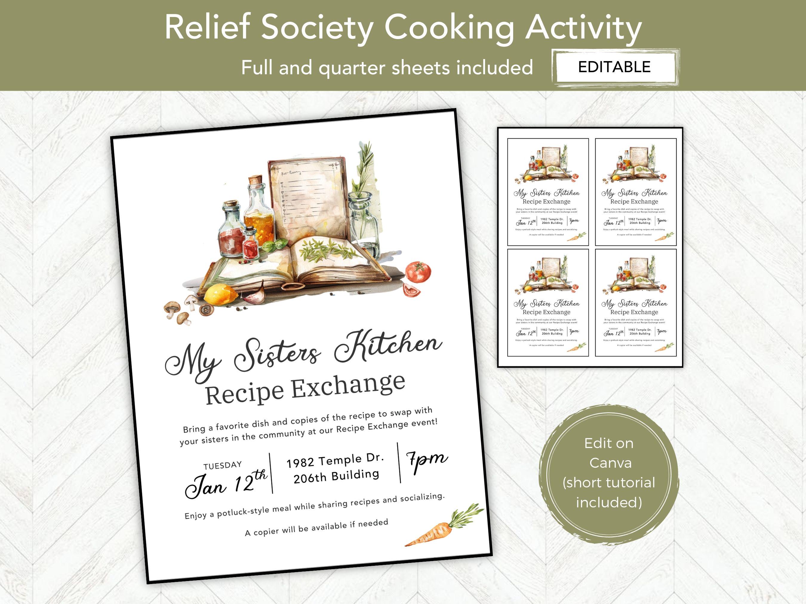 My Sisters Kitchen Cooking LDS Relief Society Activity, Recipe Swap or ...