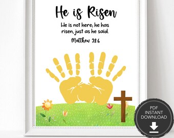 He is Risen Easter Children's Bible Handprint Craft, Scripture ...