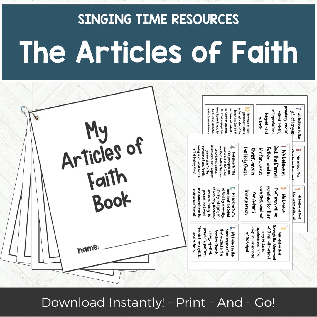 Articles of Faith Flip Book Memorization Visual Aids, LDS Primary Music ...