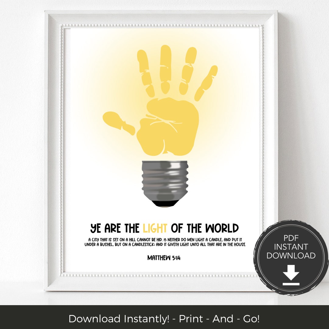 The Light of the World Childrens Bible Handprint Craft, Scripture ...