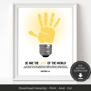 The Light of the World Childrens Bible Handprint Craft, Scripture ...