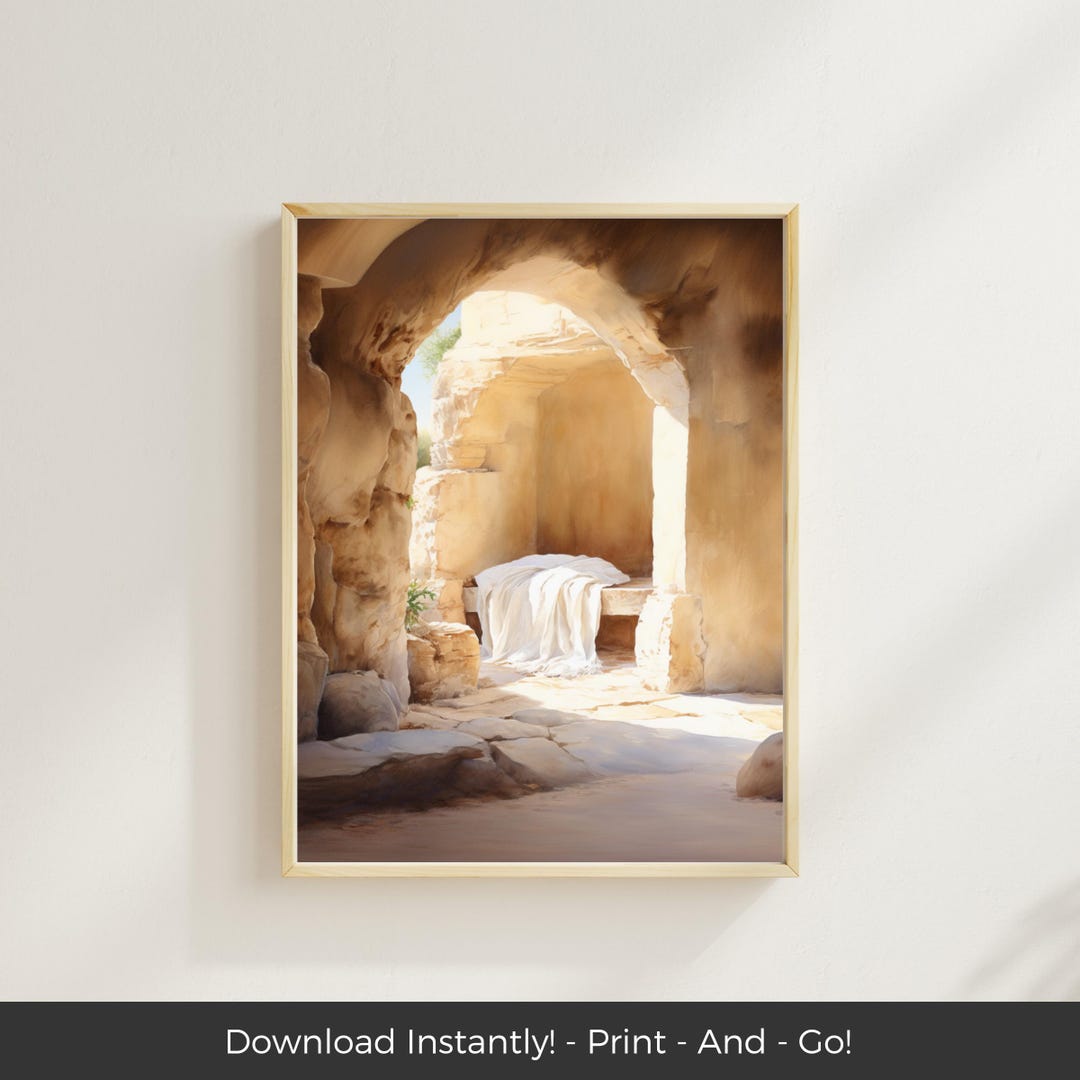 He is Risen Print, Printable Christian Wall Art, Empty Tomb Christian ...
