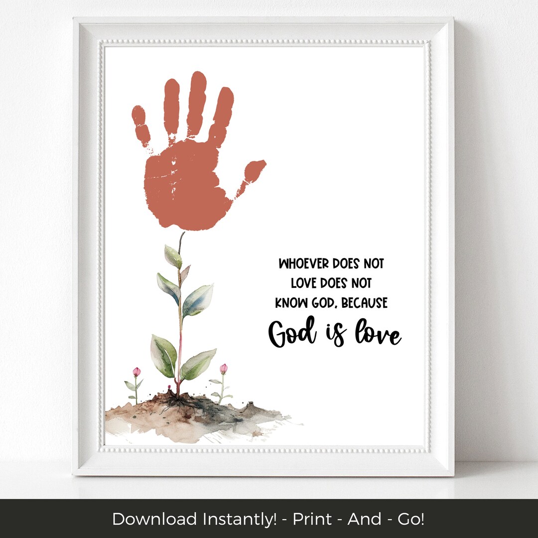 God is Love Printable Bible Handprint Art, Handprint Craft, Christian ...