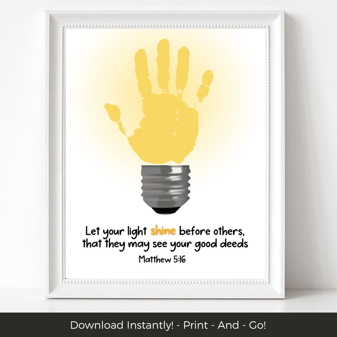 Let Your Light Shine Printable Bible Verse Handprint Art, Christian ...