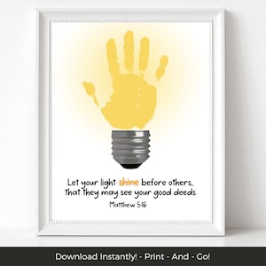 Let Your Light Shine Printable Bible Verse Handprint Art, Christian ...