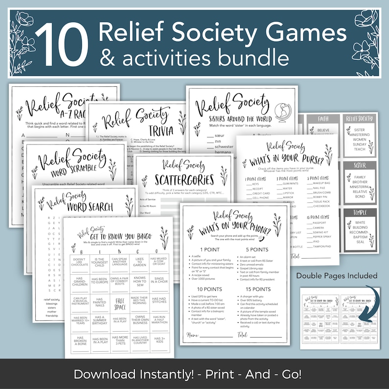 RELIEF SOCIETY Activity Game Bundle, Activity Printable, Get to Know ...
