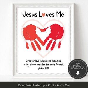 Jesus Loves Me Children's Bible Handprint Craft, Scripture Handprint ...