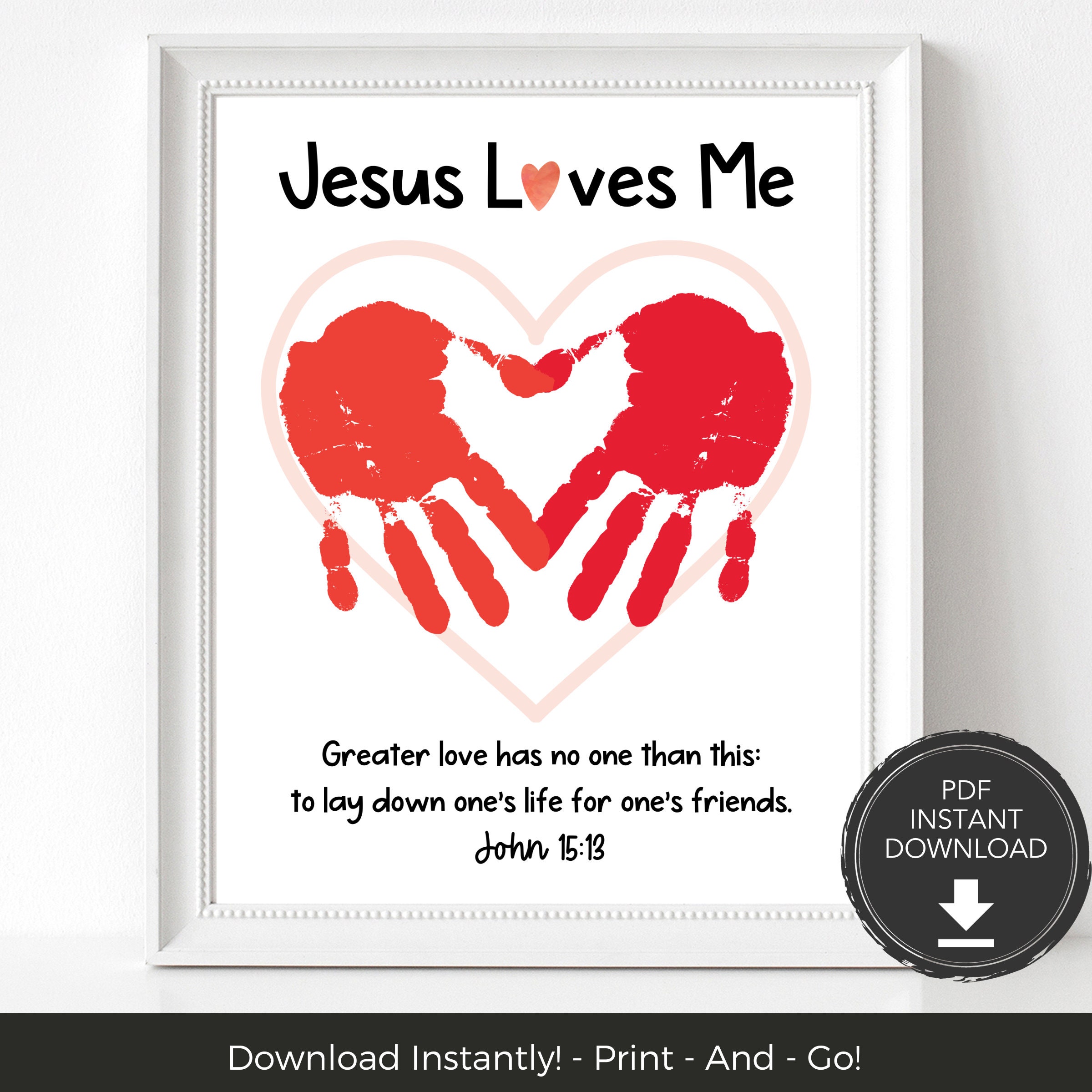 Jesus Loves Me Children's Bible Handprint Craft, Scripture Handprint ...