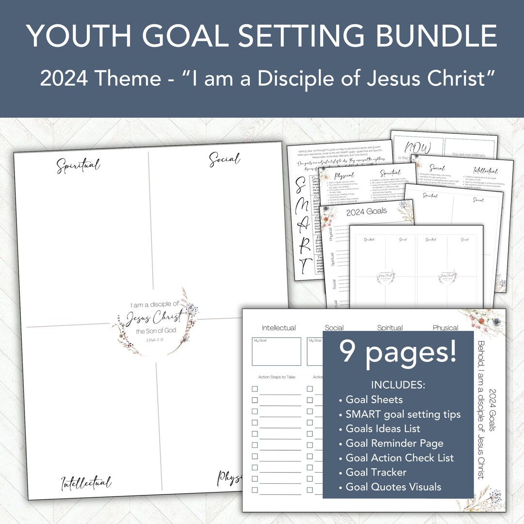 LDS Youth Theme 2024, Goal Setting Worksheet Planner Template, I Am a ...