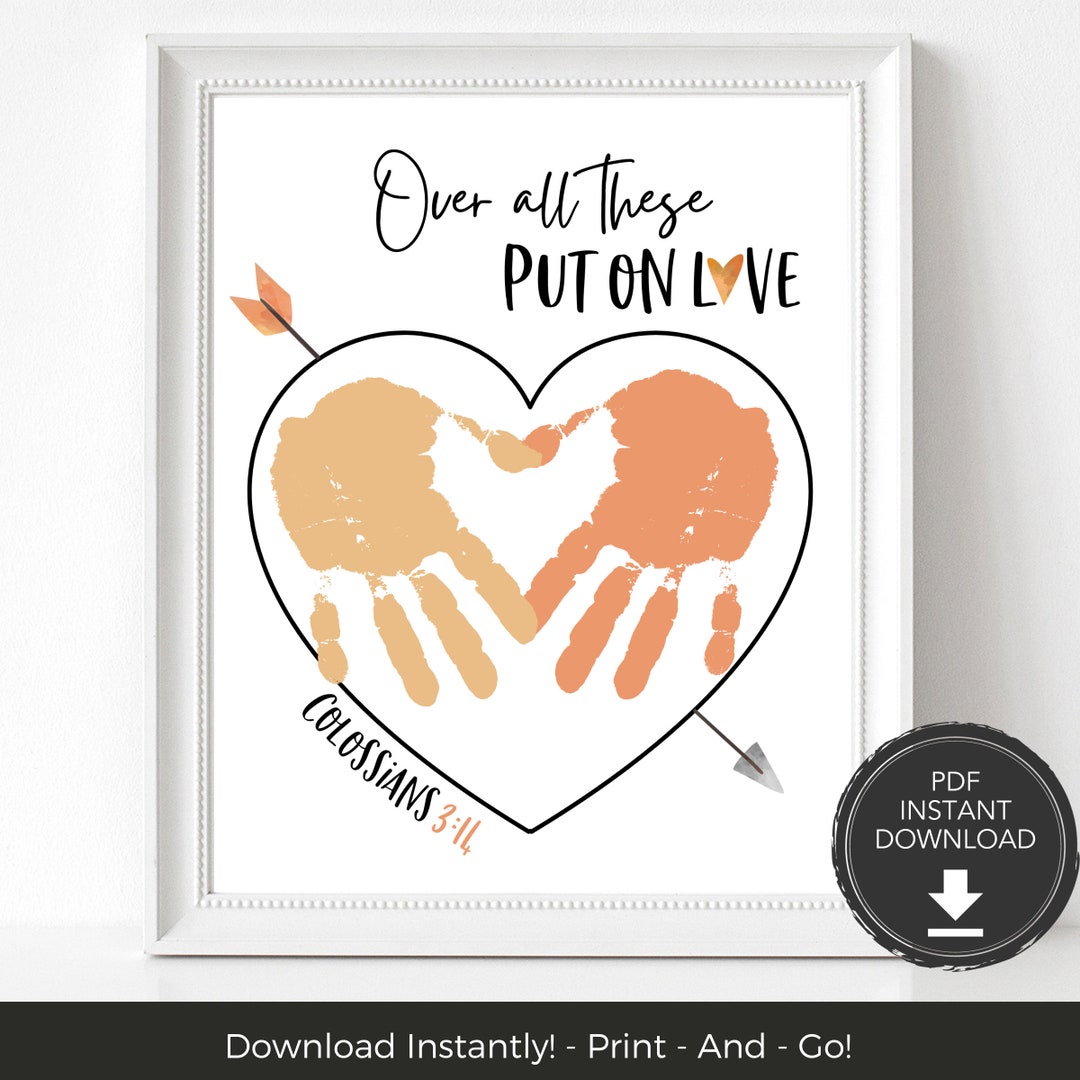Love Childrens Bible Verse Handprint Craft, Christian Preschool ...