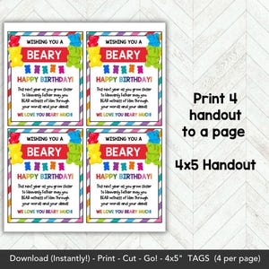 Printable LDS Primary Birthday Gift Tag, Happy Birthday Treat Tag for ...