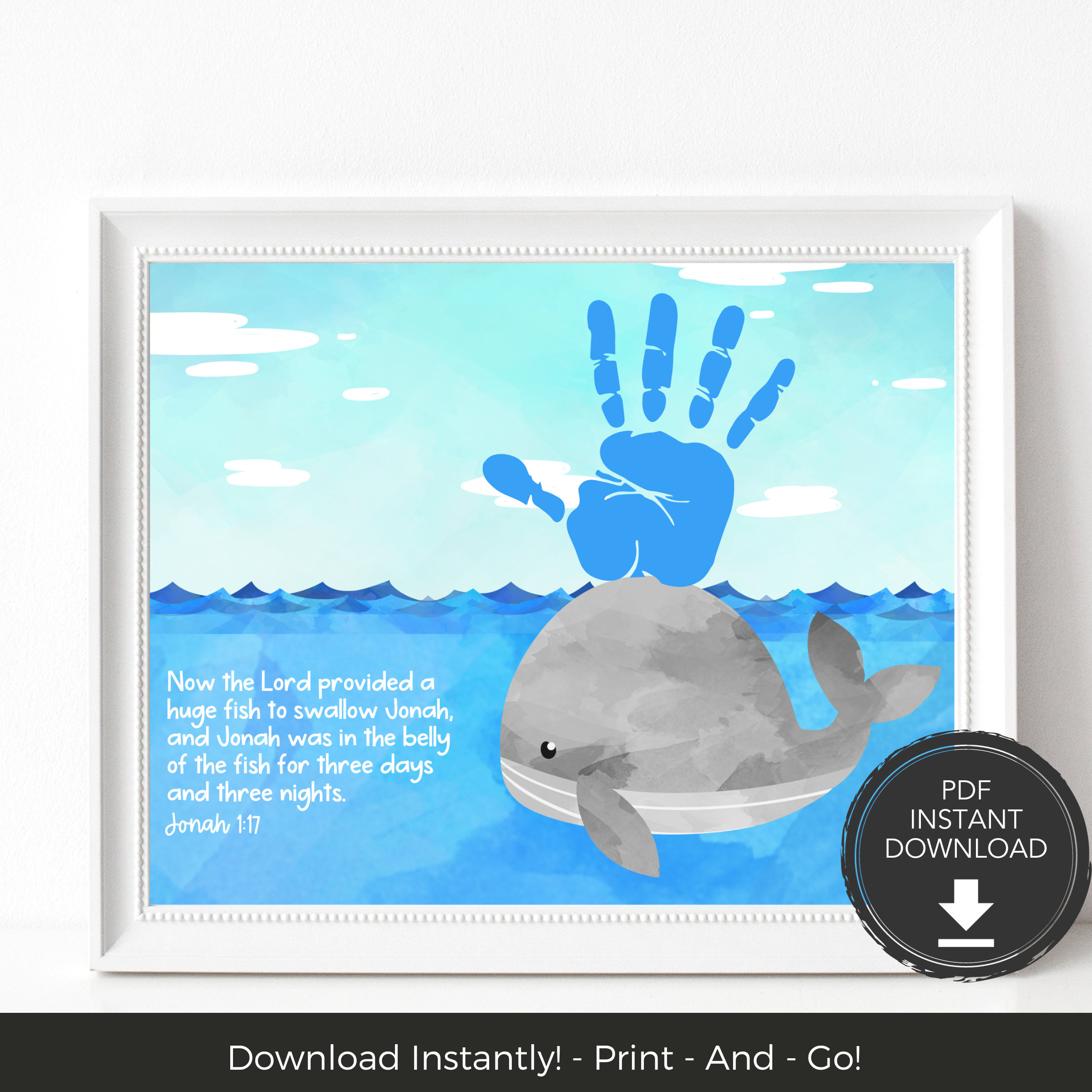 Jonah and the Whale Children's Bible Handprint Craft, Scripture ...