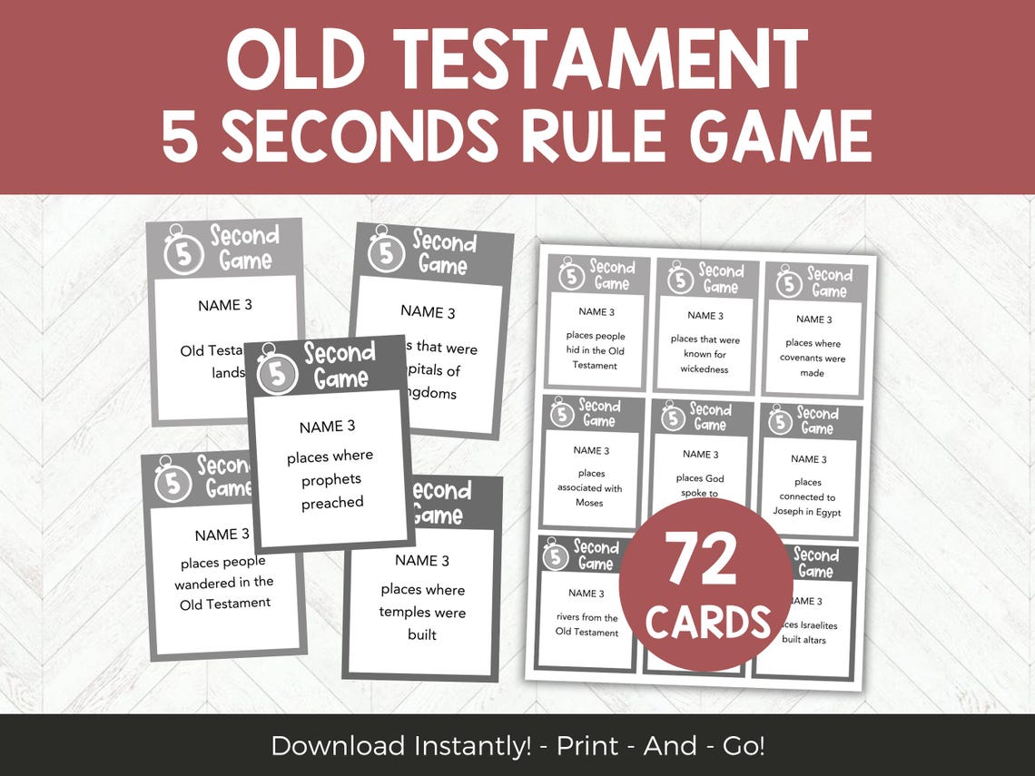Old Testament Game, 5 Second Rule Game, Printable Bible Games for Kids ...