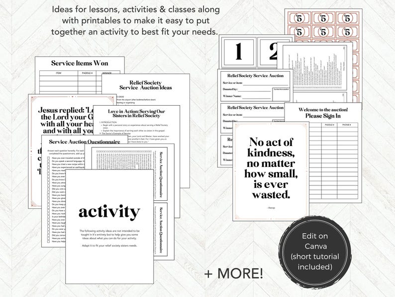 Relief Society Service Auction Activity Idea, RS Activity Invitation ...