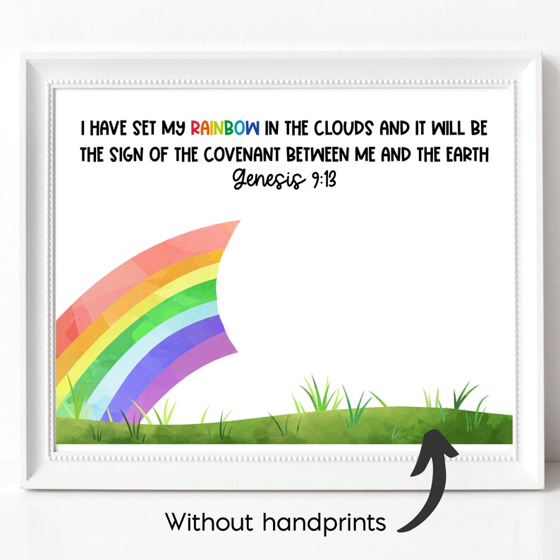 Noah's Ark Rainbow Children's Bible Handprint Craft, Scripture ...