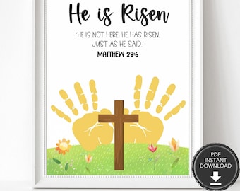 Easter He is Risen Kids Bible Activities, Easter Fingerprint Art for ...