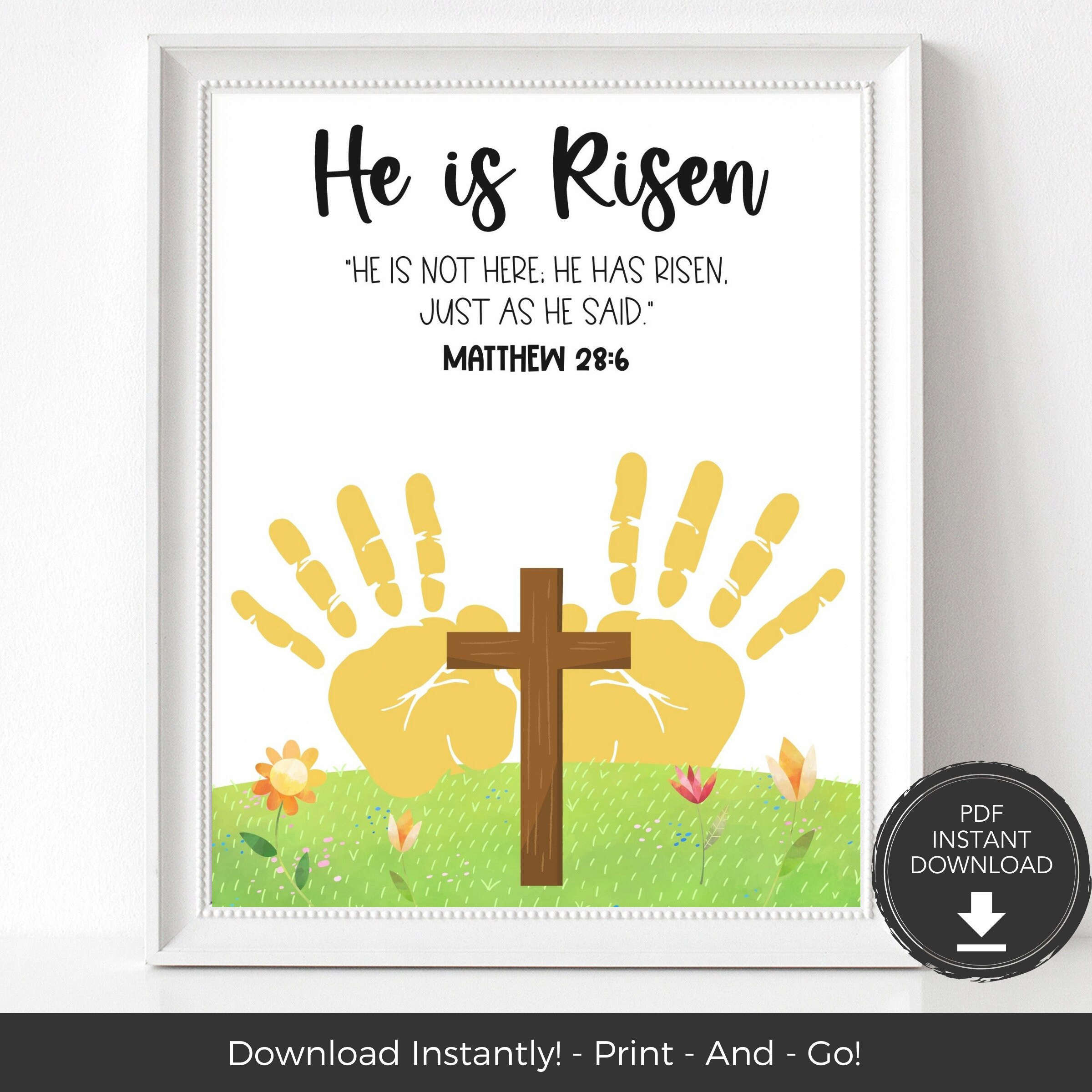 Easter He is Risen Kids Bible Activities, Easter Handprint Art for Kids ...