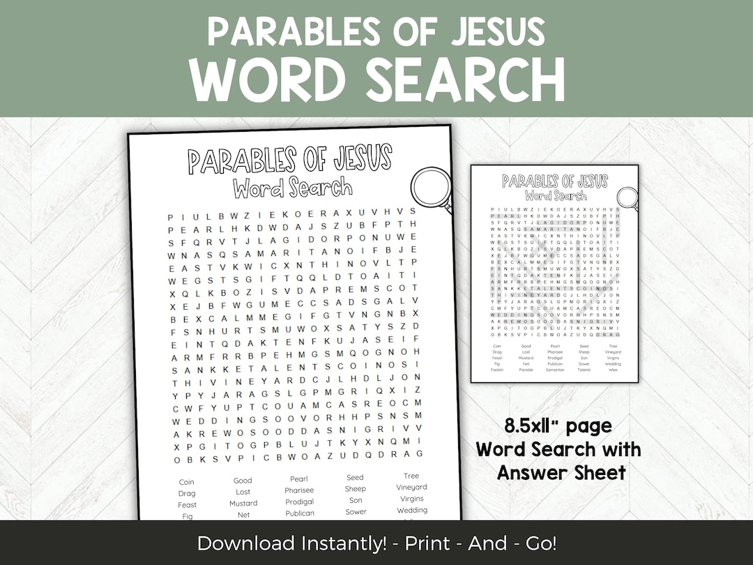 Parables of Jesus New Testament Bible Word Search, Bible Games, Sunday ...