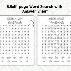 Joseph in Egypt Old Testament Bible Word Search, Bible Games, Sunday ...
