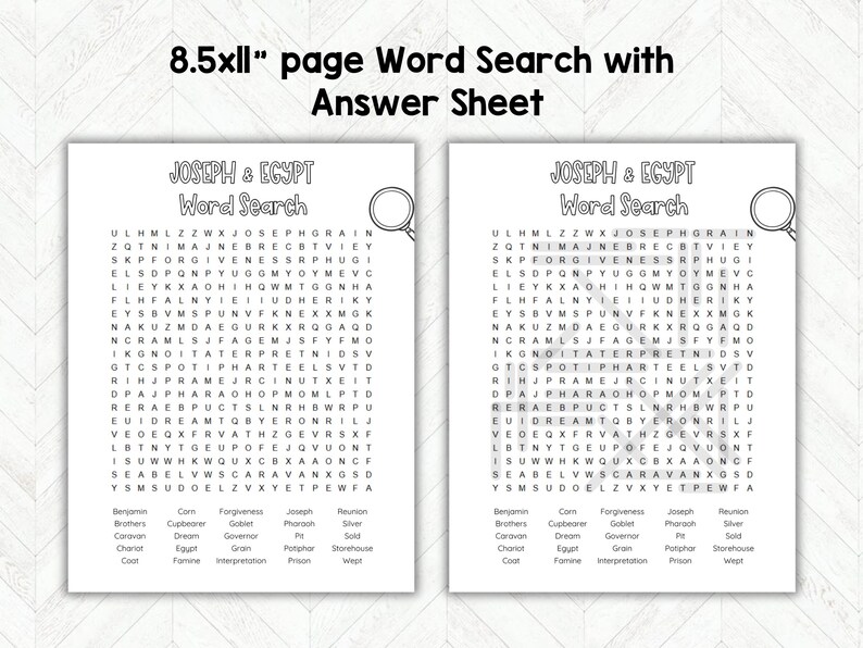 Joseph in Egypt Old Testament Bible Word Search, Bible Games, Sunday ...