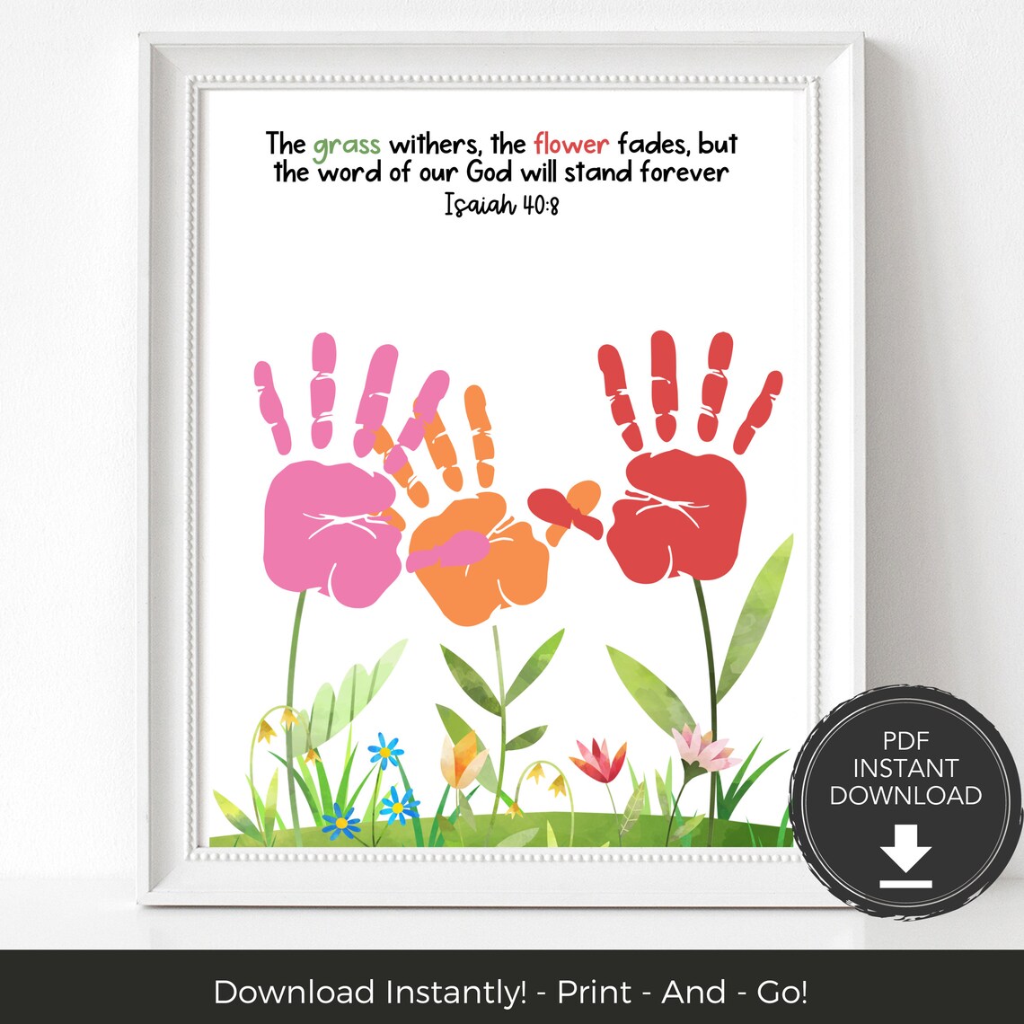 Word of God Flower Childrens Bible Verse Handprint Craft, Christian ...
