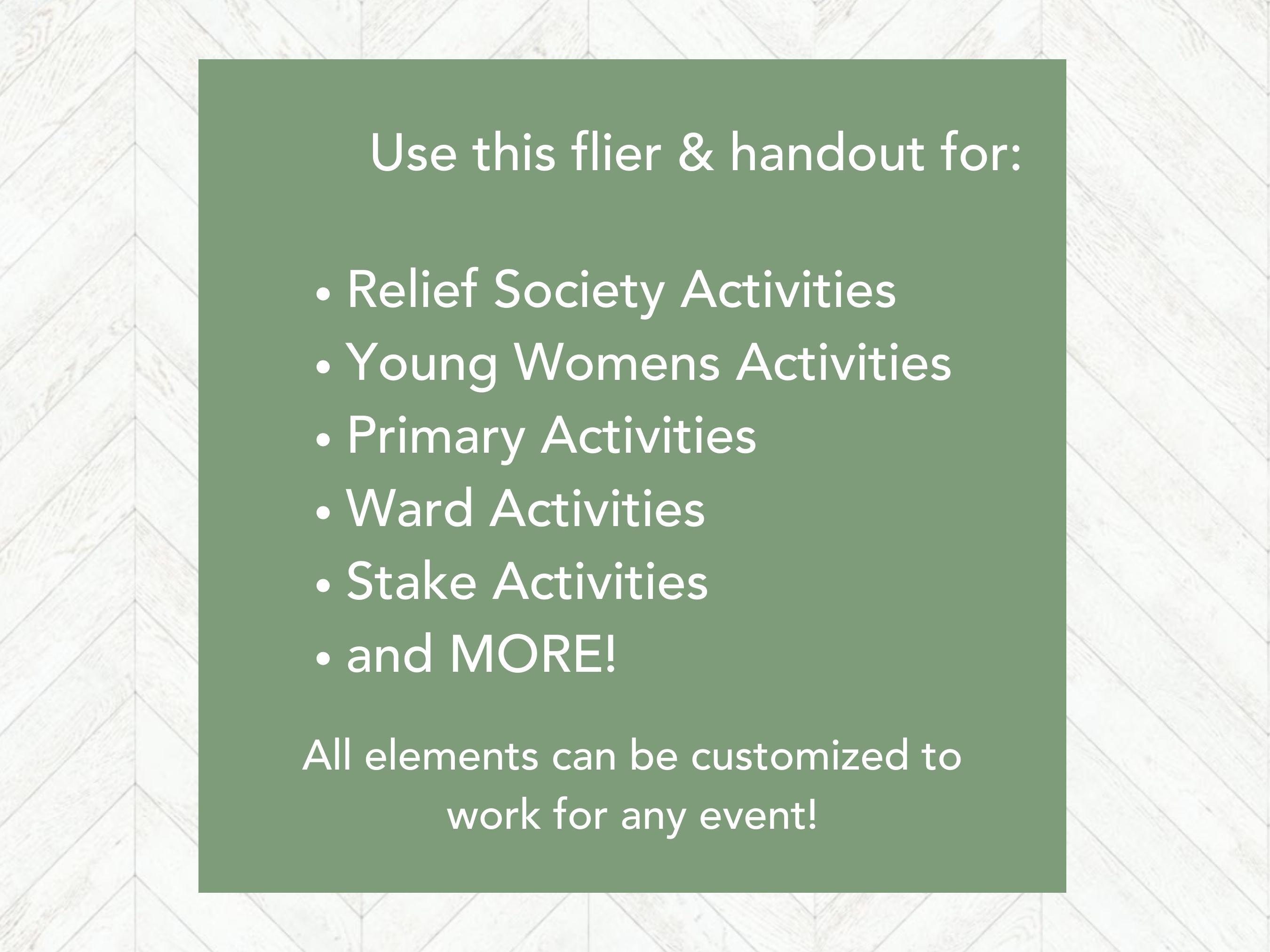 Spring Summer Garden Party LDS Relief Society Activity, EDITABLE ...