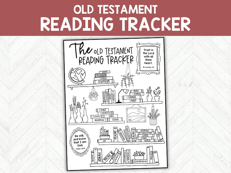 Old Testament Reading Tracker Printable, Bible Study Coloring Page ...