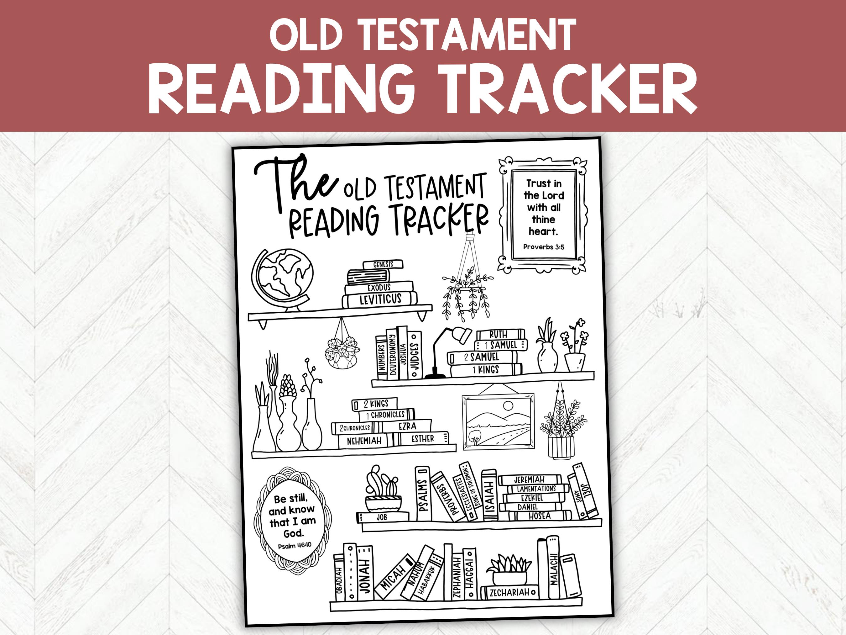 Old Testament Reading Tracker Printable, Bible Study Coloring Page ...