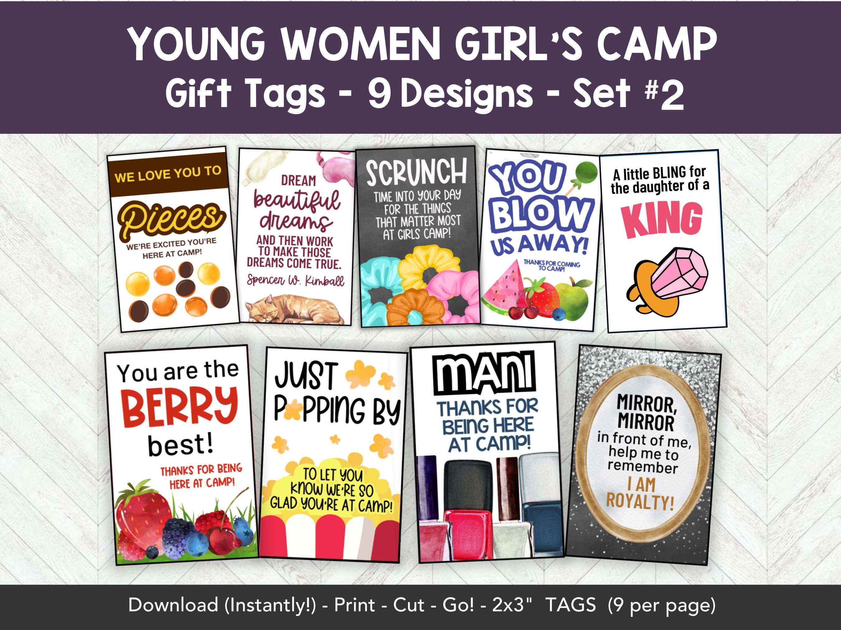 LDS Girls Camp Treat Tags Printable, Girls Camp Gift Tags, Pillow ...