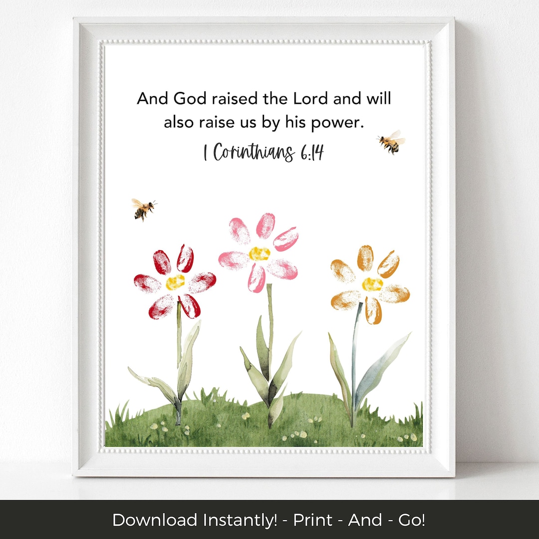 Spring Printable Bible Verse Fingerprint Art, Finger Print Craft ...