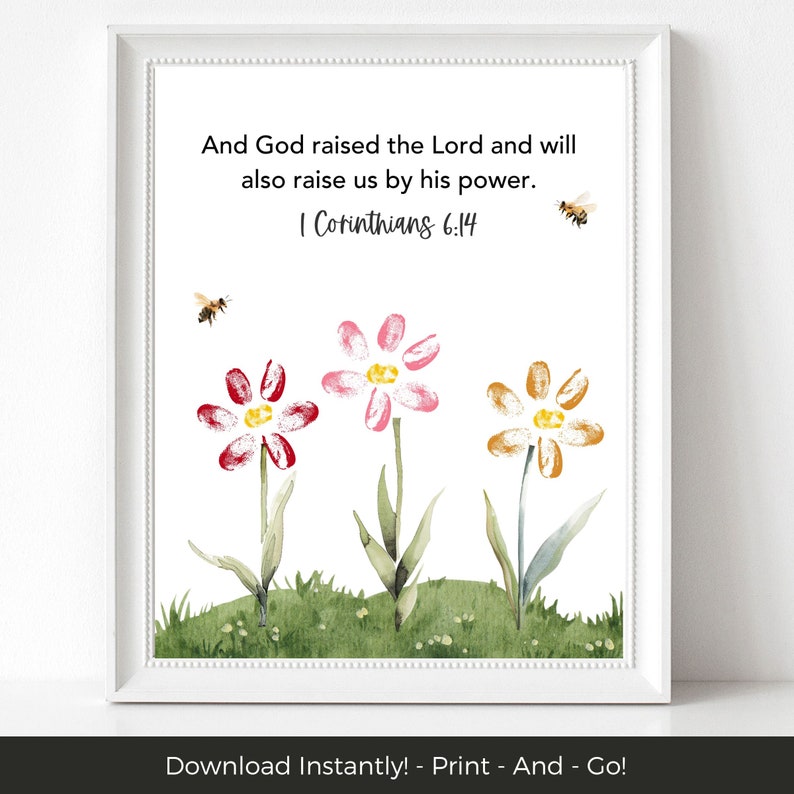 Spring Printable Bible Verse Fingerprint Art, Finger Print Craft ...