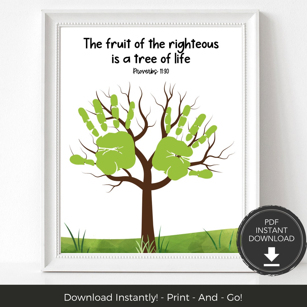 Tree of Life Childrens Bible Verse Handprint Craft, Christian Preschool ...
