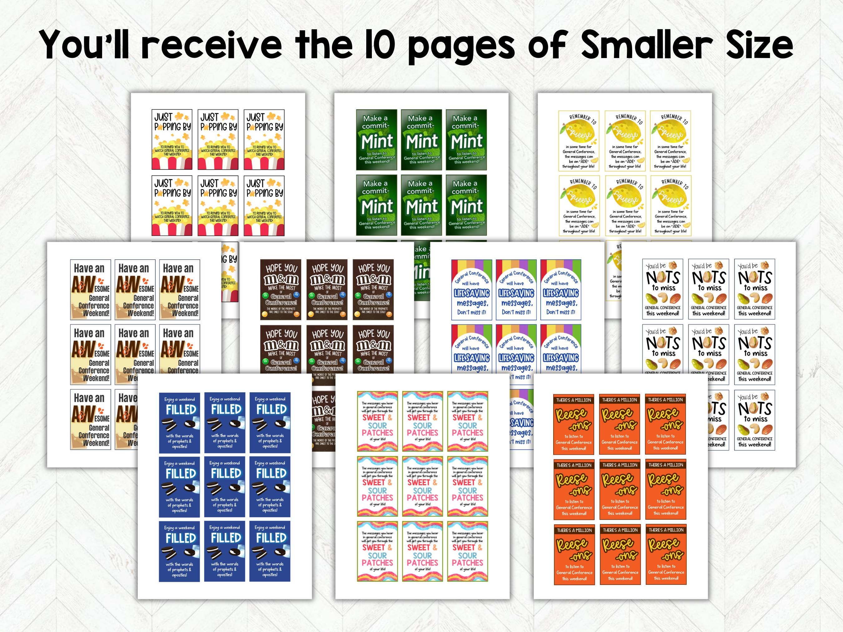 LDS Printable General Conference Treat Tag Bundle, Primary General ...