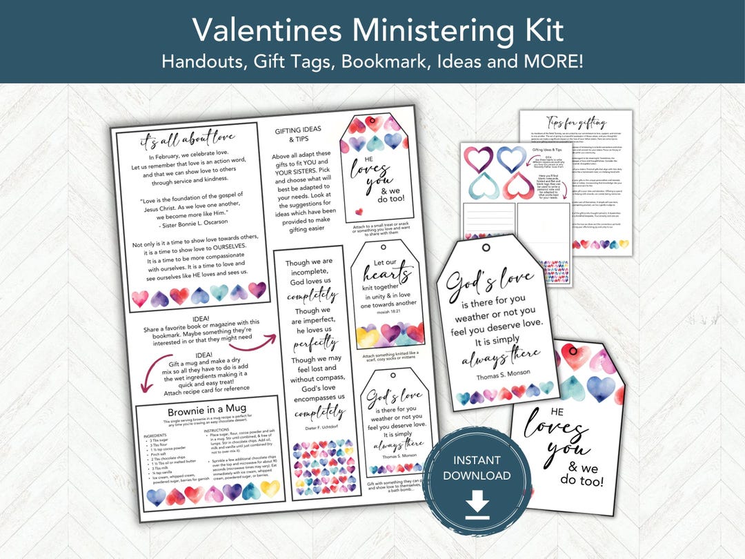 Valentines Ministering Kit, Relief Society Gift Idea, LDS Ministering ...