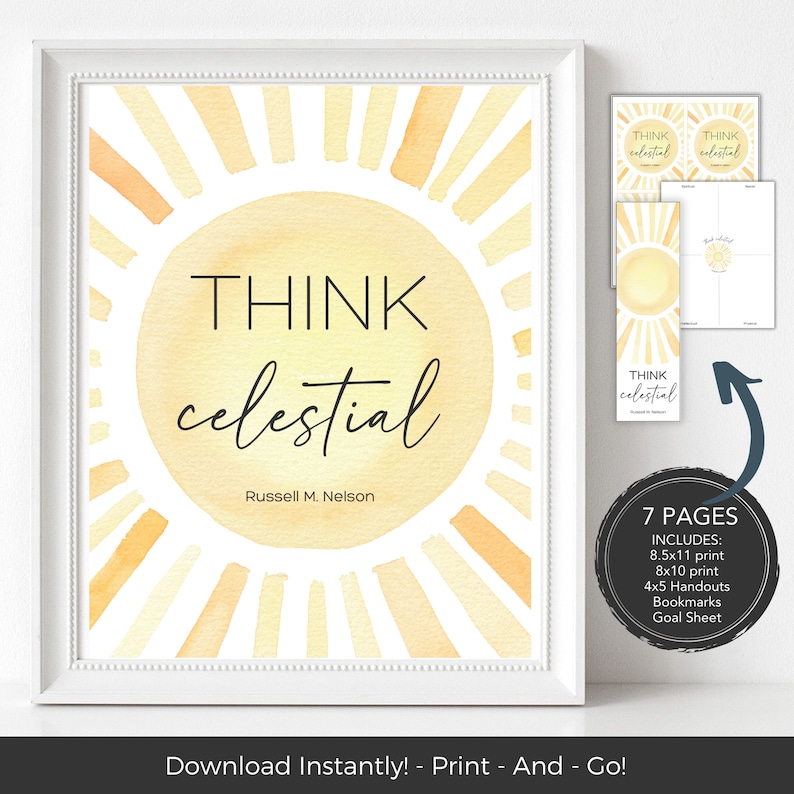 Think Celestial Print Bundle, LDS General Conference Quote, LDS Relief Society, Young Women ...